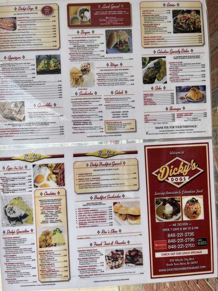 Menu at Dicky's Dogs restaurant, South Toms River