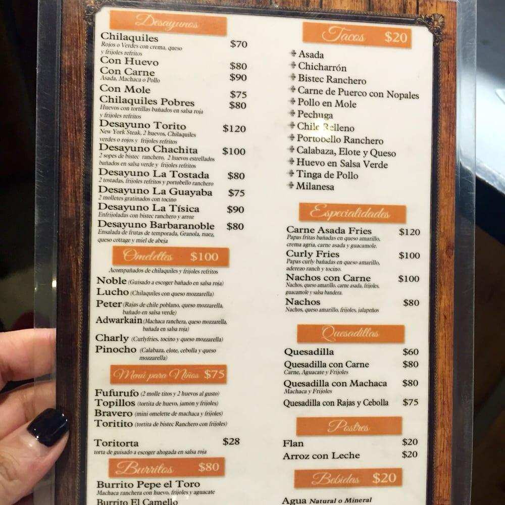 Menu at Nosotros Los Tacos restaurant, Tijuana