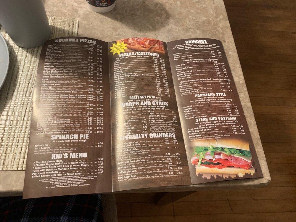 Menu at Riverside Pizza pizzeria, Thompson
