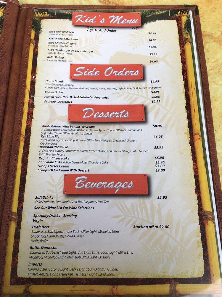 Menu at Sunset Cafe' Waterfront Bar & Grill, Cocoa Beach