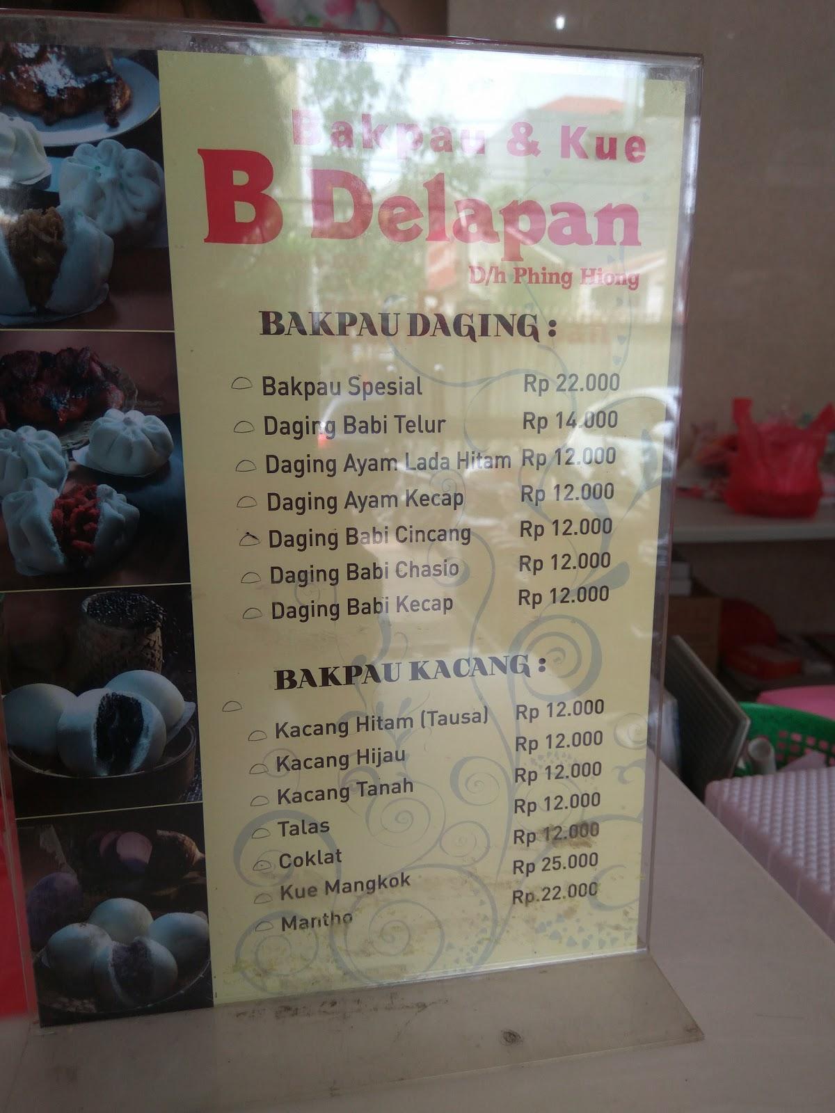 Menu at Bakpau B Delapan Duta Mas restaurant, West Jakarta, Jalan ...