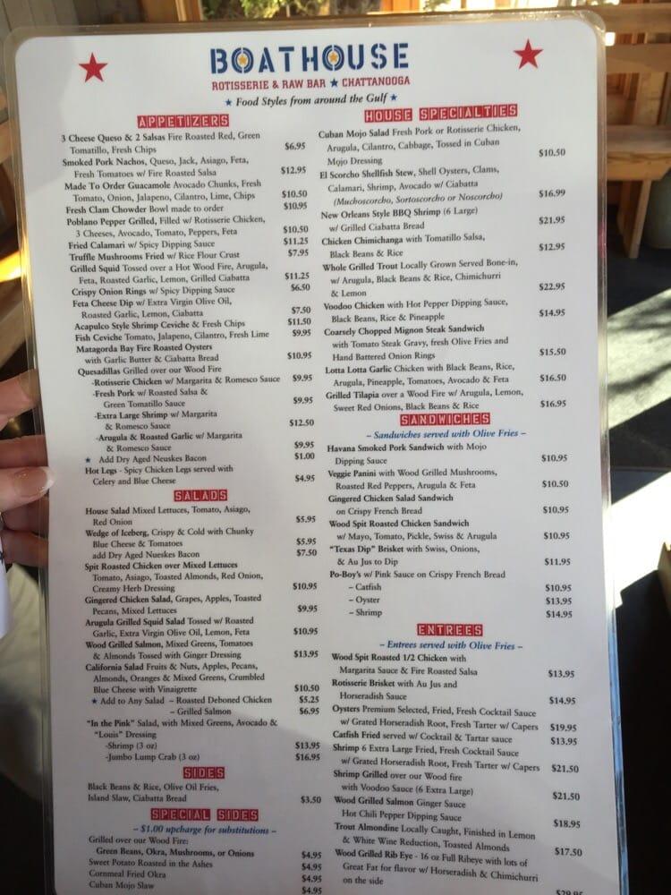 Menu at Boathouse Rotisserie & Raw Bar, Chattanooga