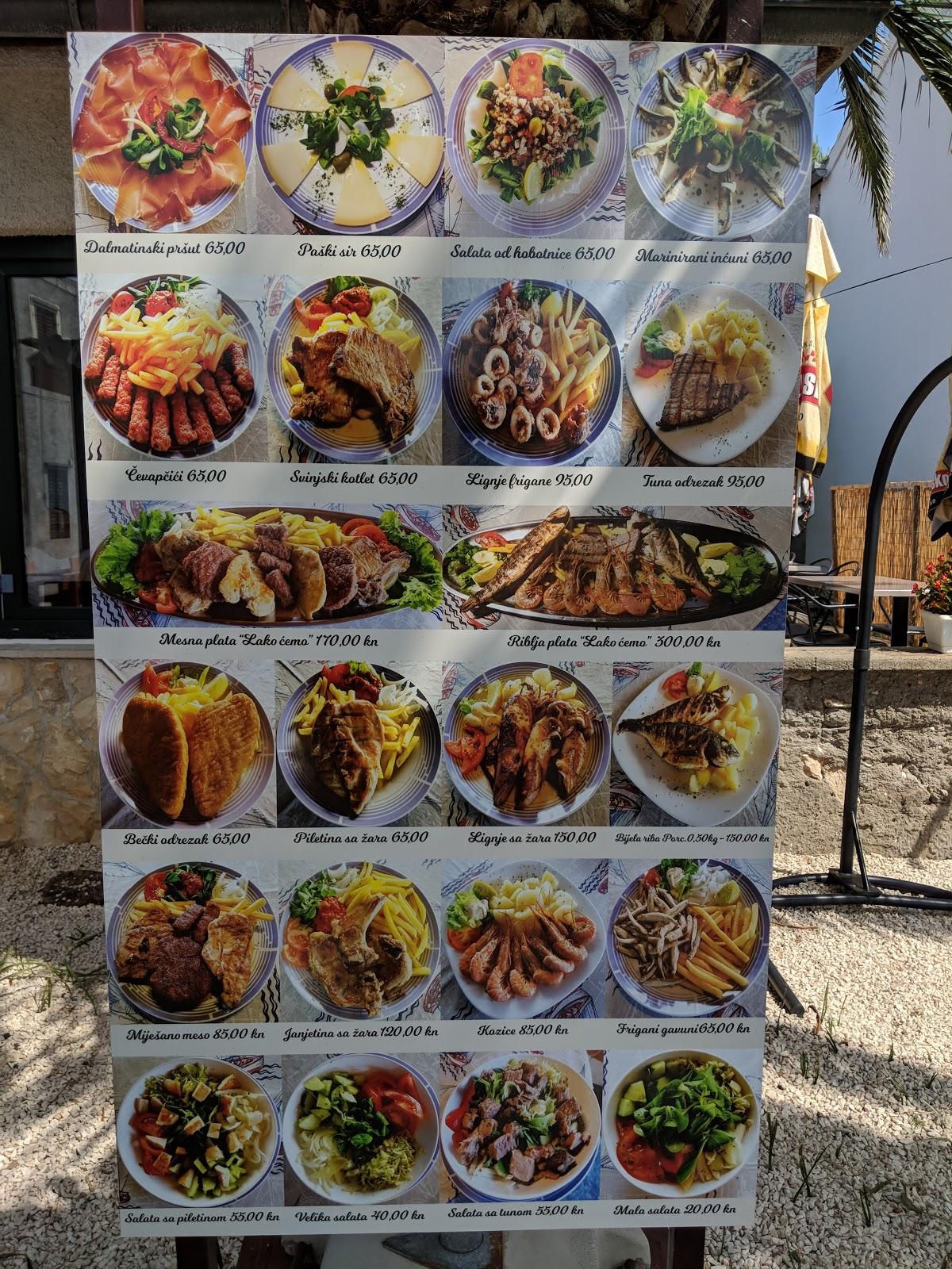 Menu at Lako Ćemo restaurant, Ist