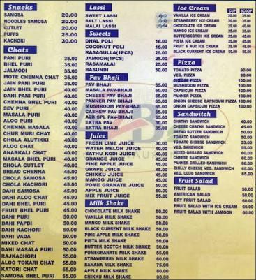 Menu at Adyar Ananda Bhavan - A2B, Kanchipuram