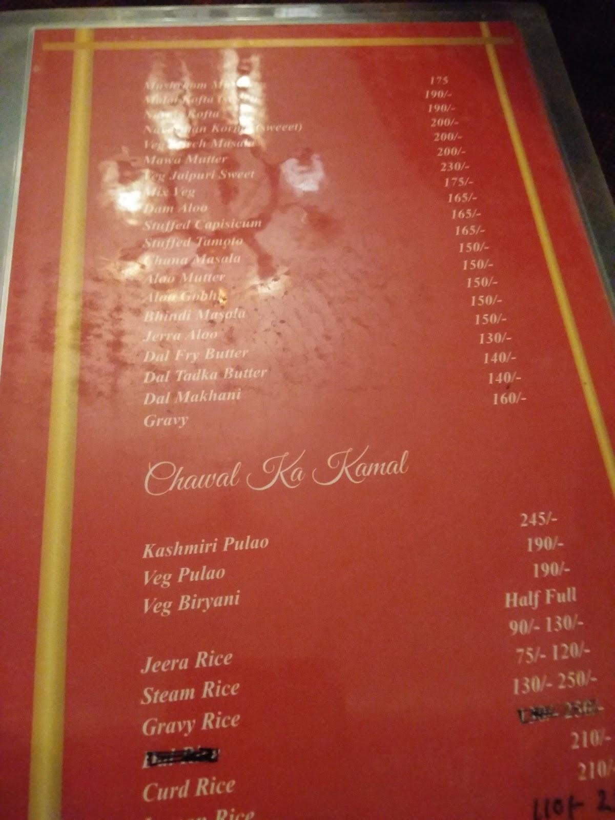 Menu at Amber Restaurant, Indore, 102