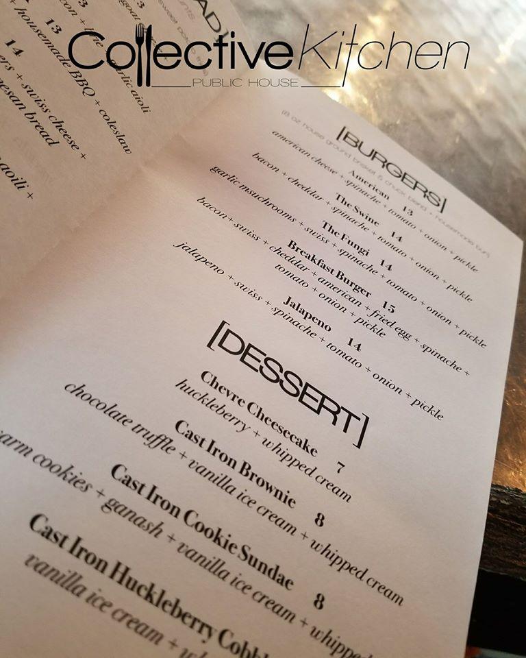 Menu at Collective Kitchen restaurant, Coeur d'Alene