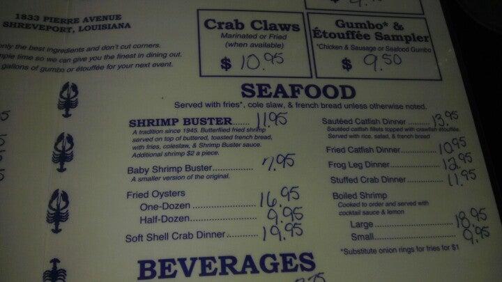 Menu at Herby-K's restaurant, Shreveport