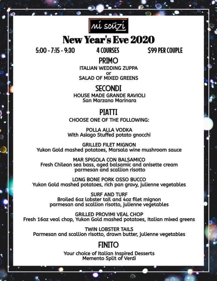 Menu at Mi Scuzi restaurant, Erie, Myrtle St
