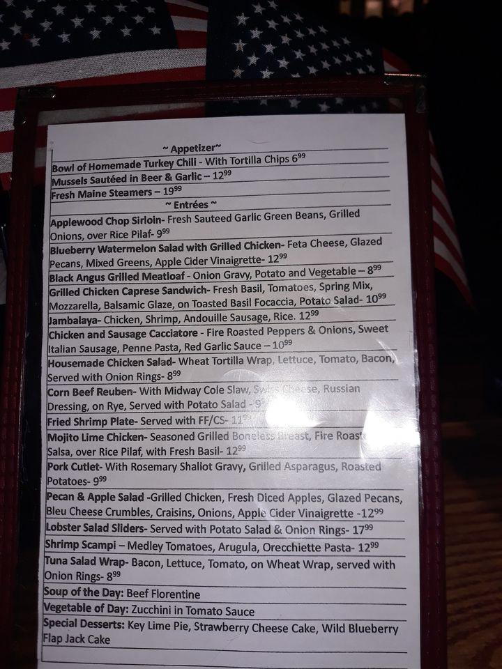 Menu at Dedham Midway Restaurant, Dedham