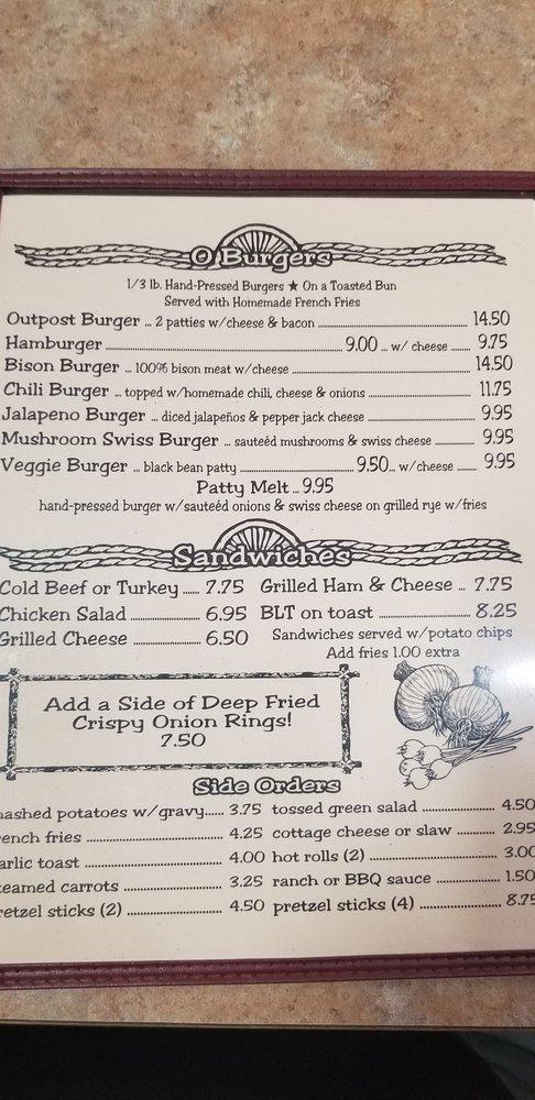 Menu at Outpost Restaurant, West Yellowstone