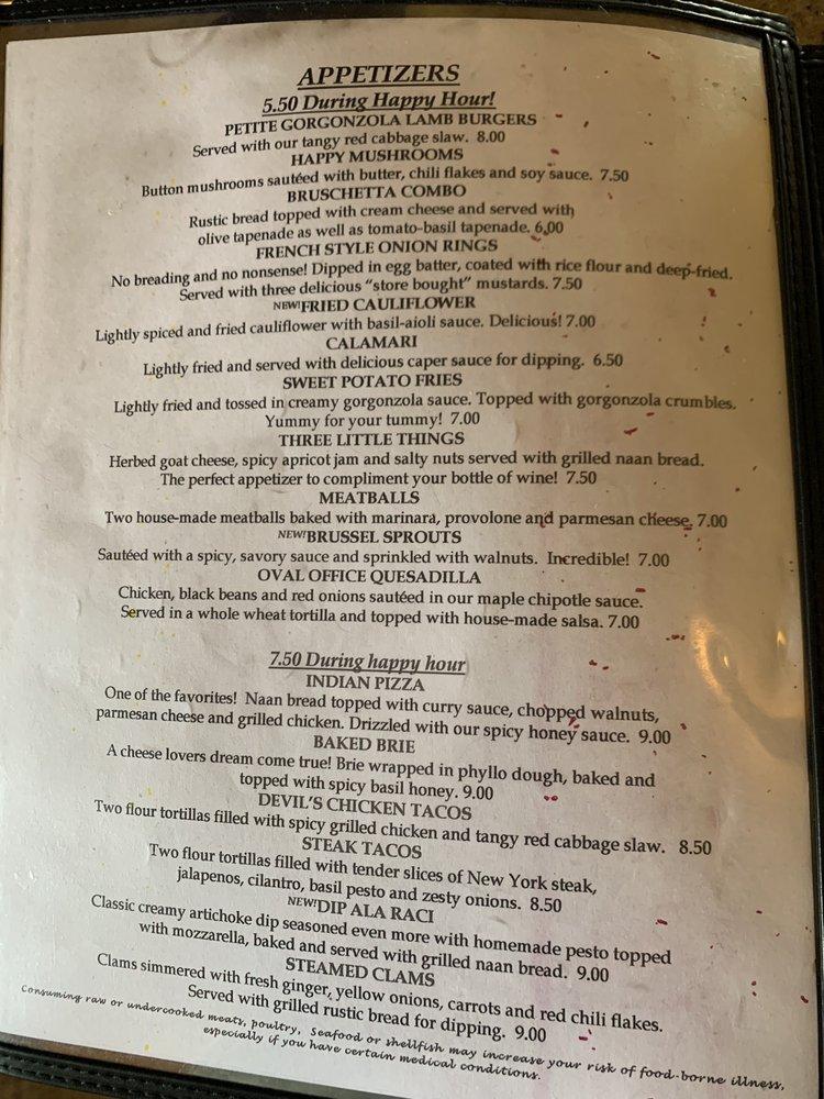 Menu at Oval Office pub & bar, Post Falls