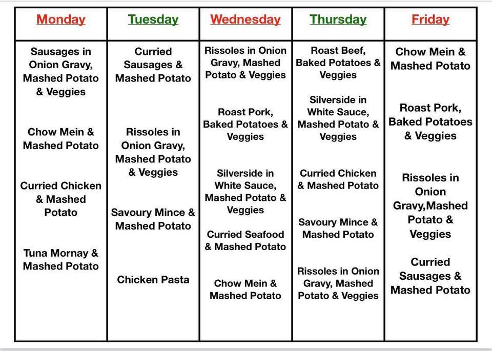 Menu at Platform One fast food, Claremont