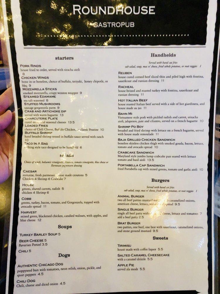 Menu at Roundhouse pub & bar, Bismarck