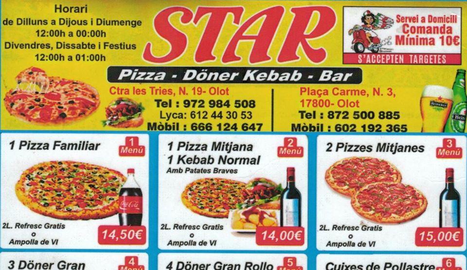 Menu at Star Pizza pub & bar, Olot