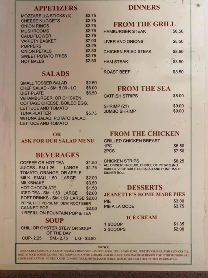 Menu at Cottage Cafe, Fort Madison, Avenue O