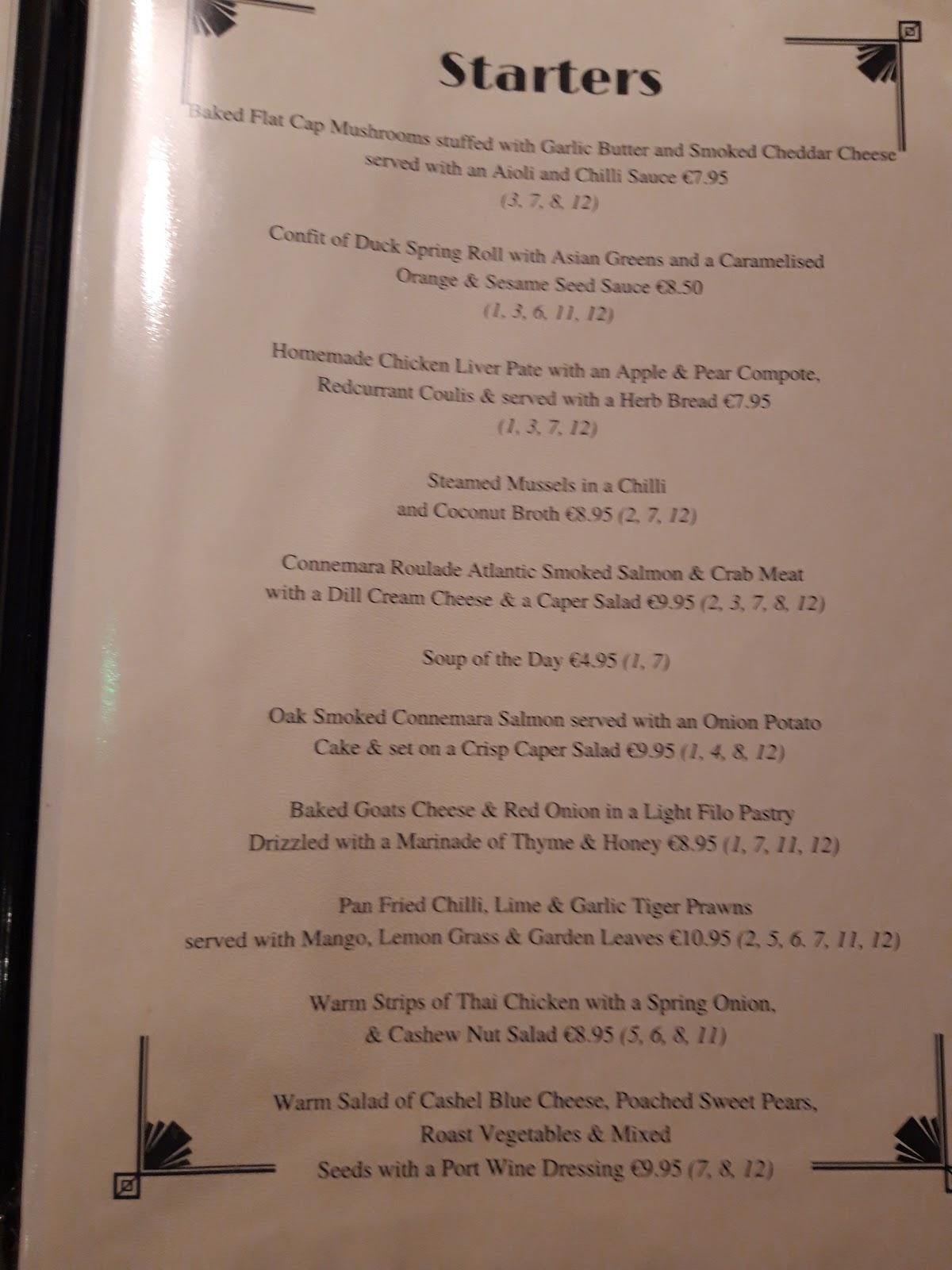 Menu at Marconi Restaurant Clifden, Clifden