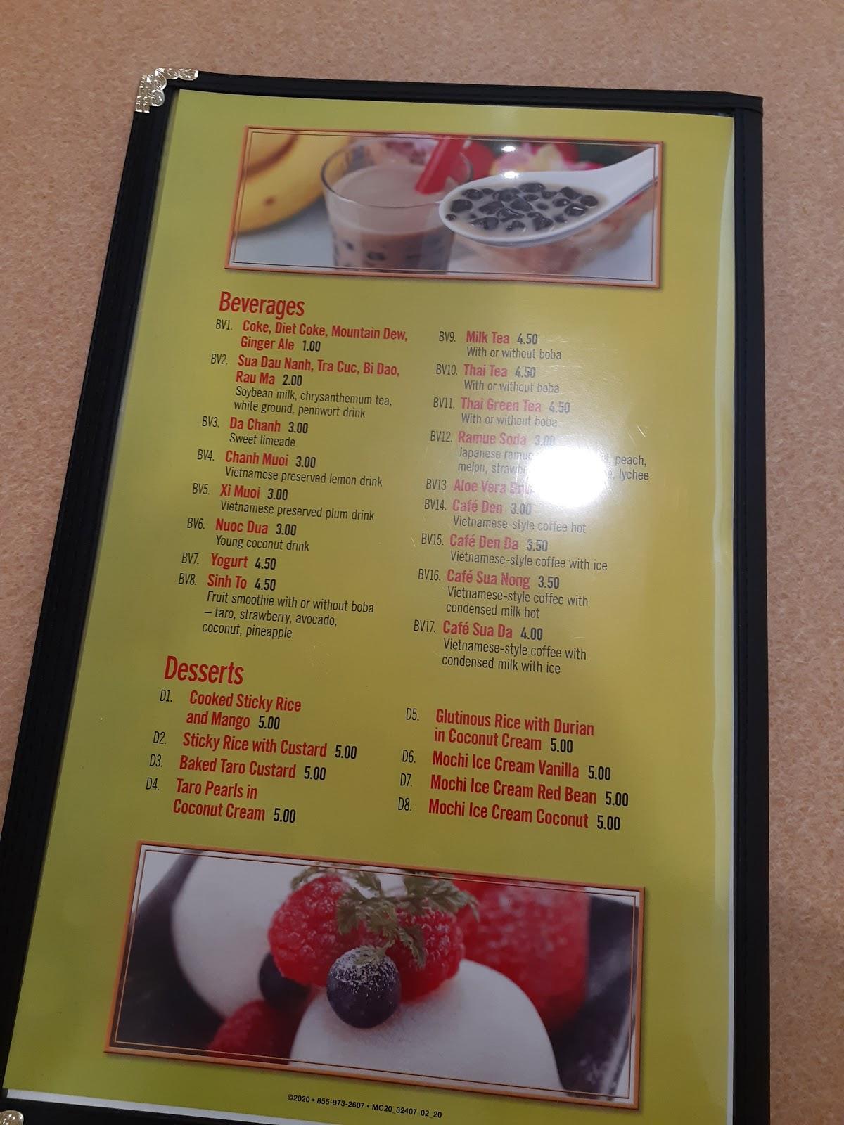 Menu at Pho King Vietnamese Cuisine restaurant, Camp Hill