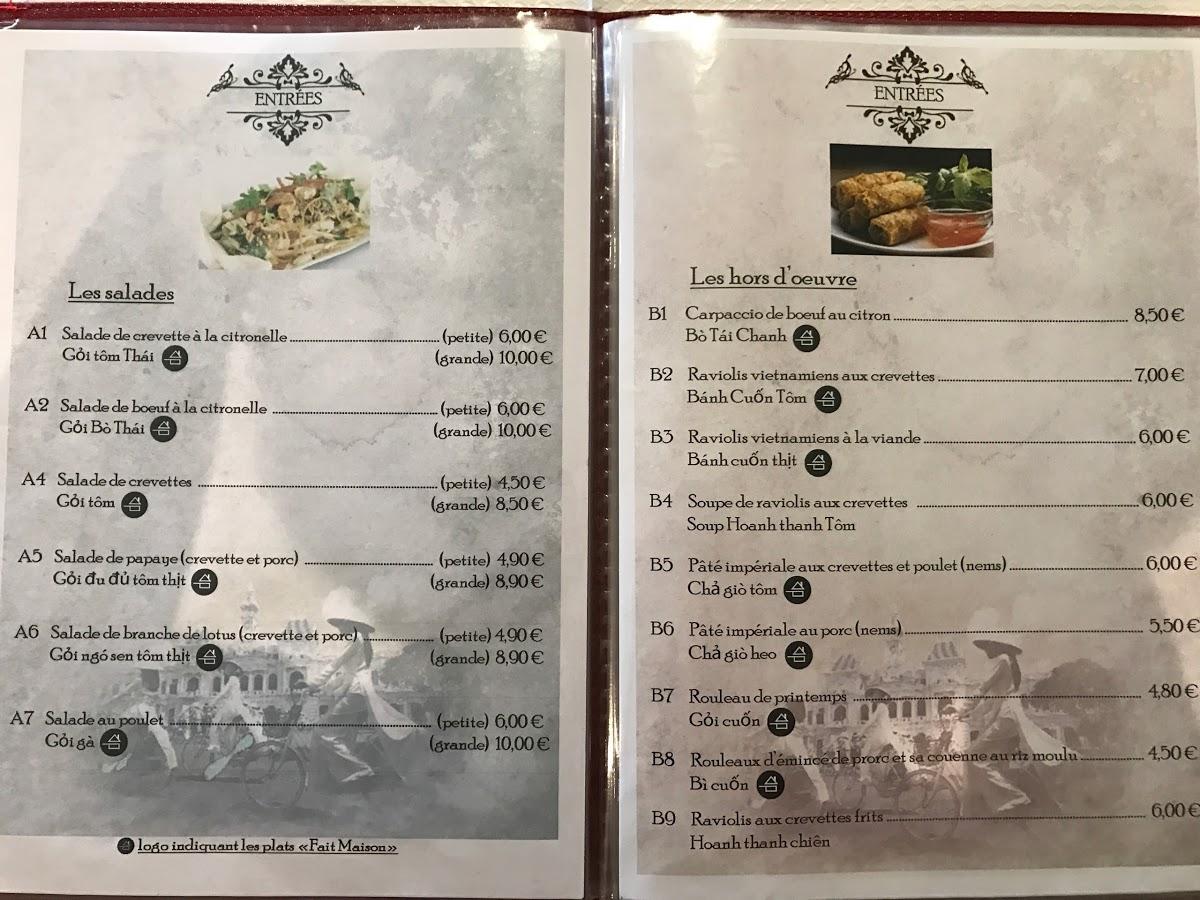 Menu at Retour à Saïgon restaurant, Noisy-le-Grand
