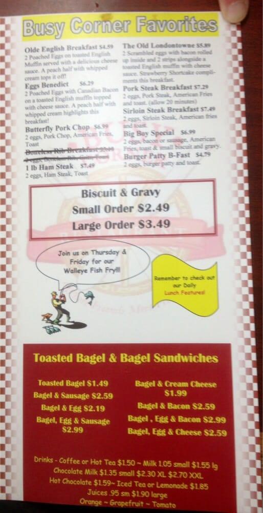 Menu at Busy Corner Restaurant In Pekin, Pekin