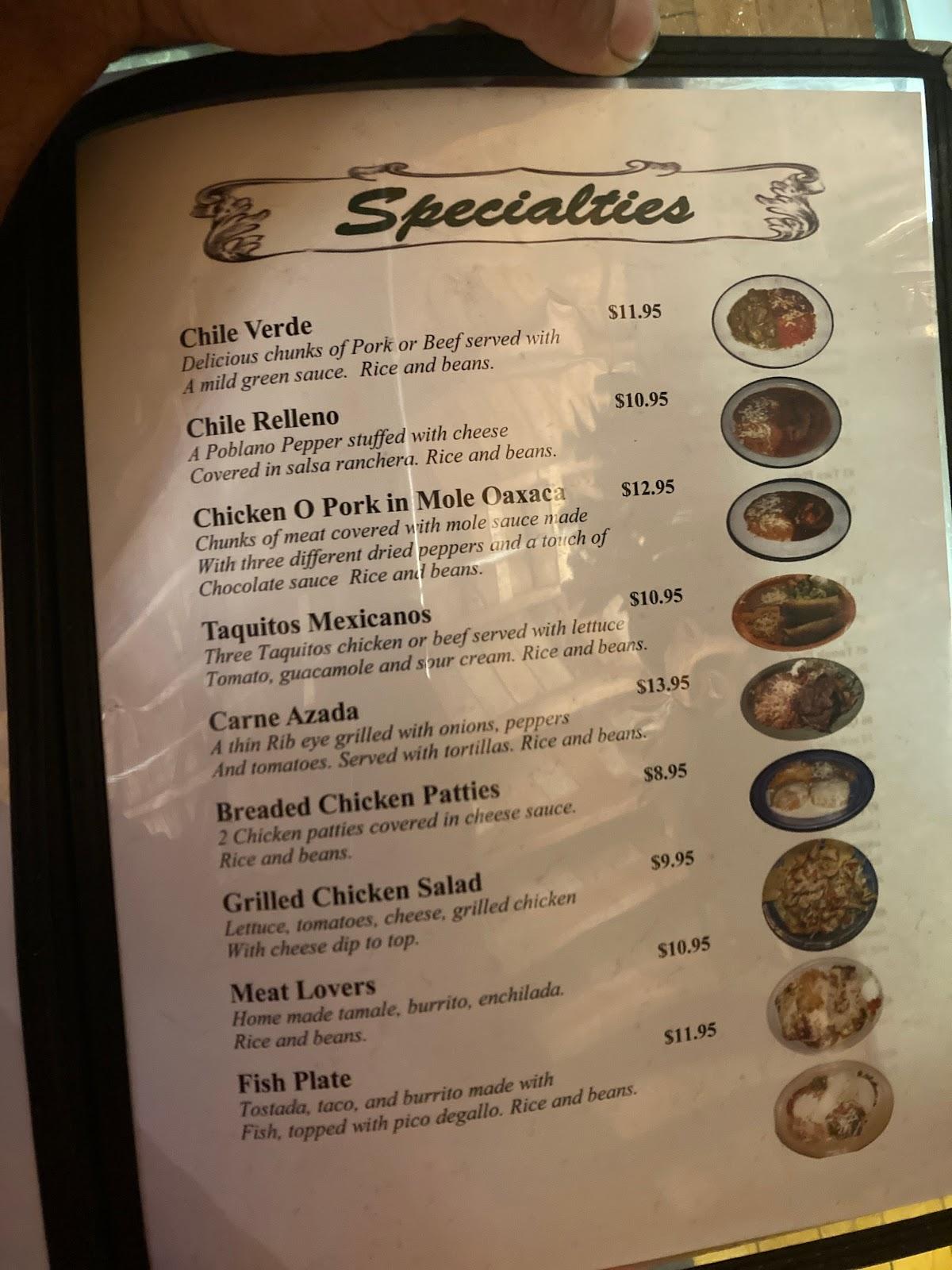 Menu at Casa Sol restaurant, Farmington