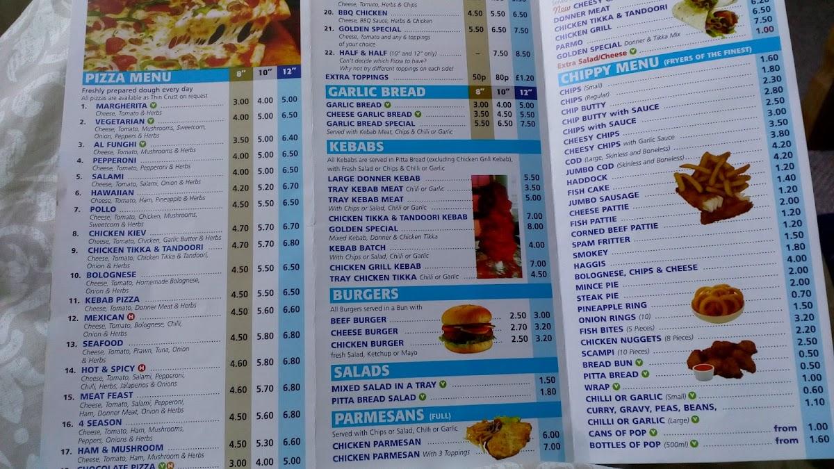 Menu at Golden Fisheries & Pizza & Kebabs Wingate fast food, Wingate
