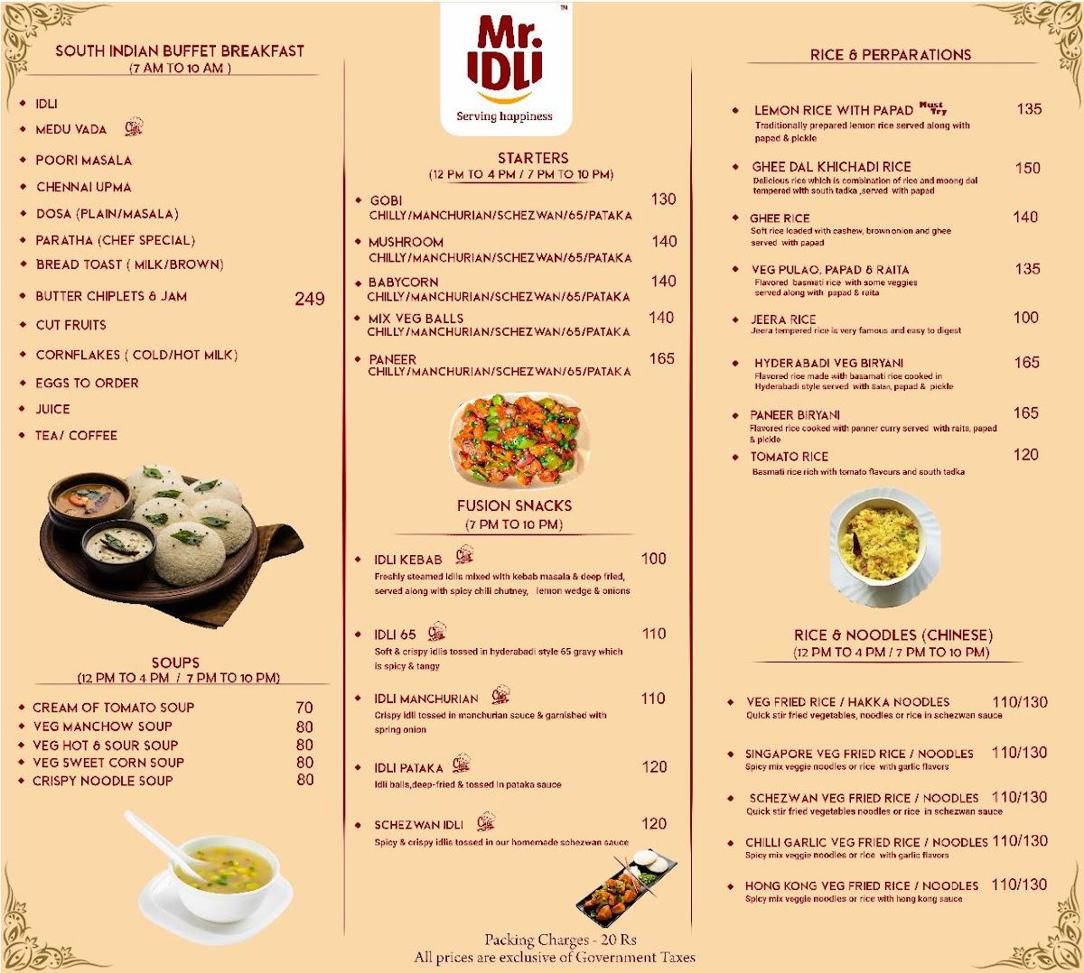 Menu at Mr.Idli - Kattappana, Kattappana