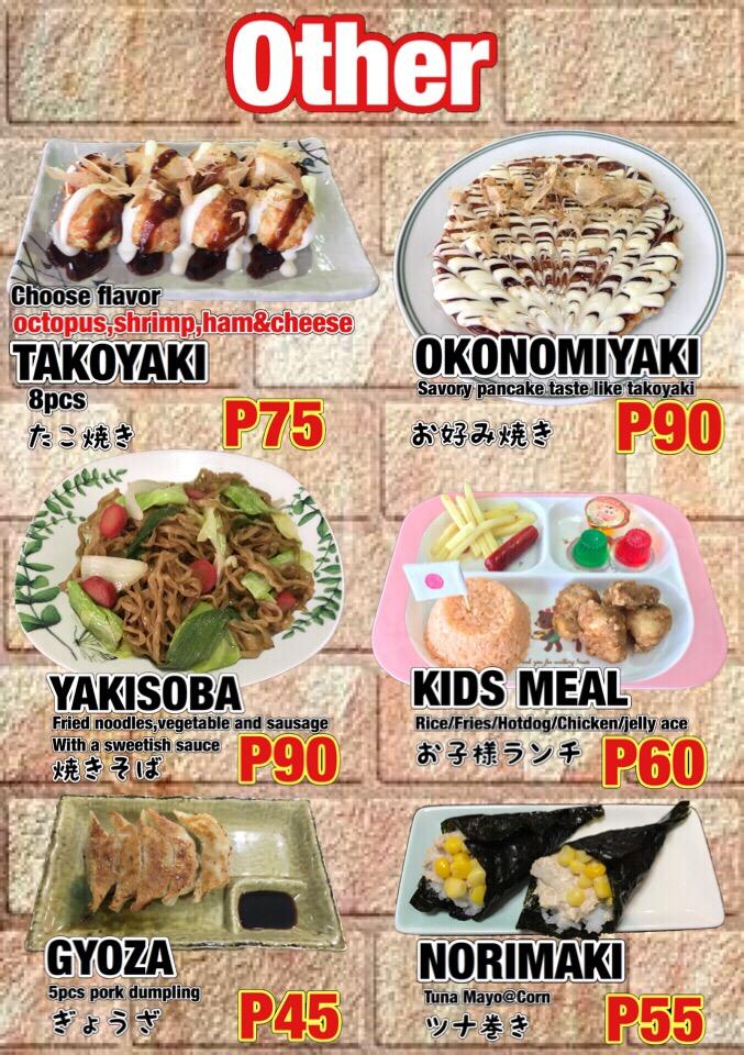 Menu at NARUTO japanese restaurant, Pulilan