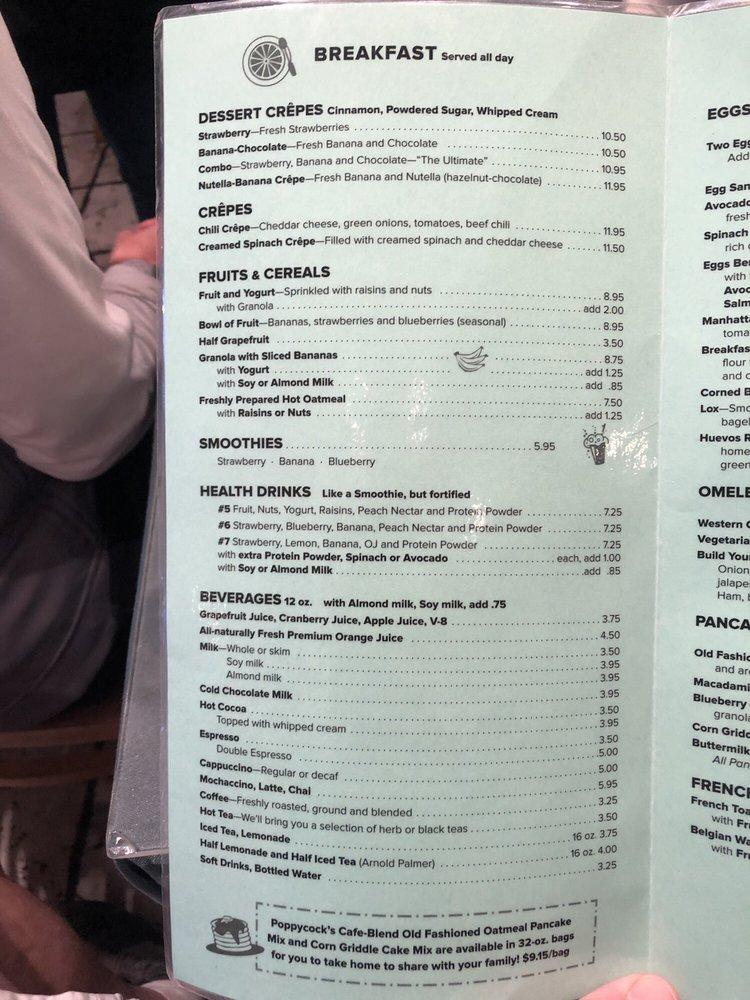 Menu at Poppycocks Cafe, Aspen