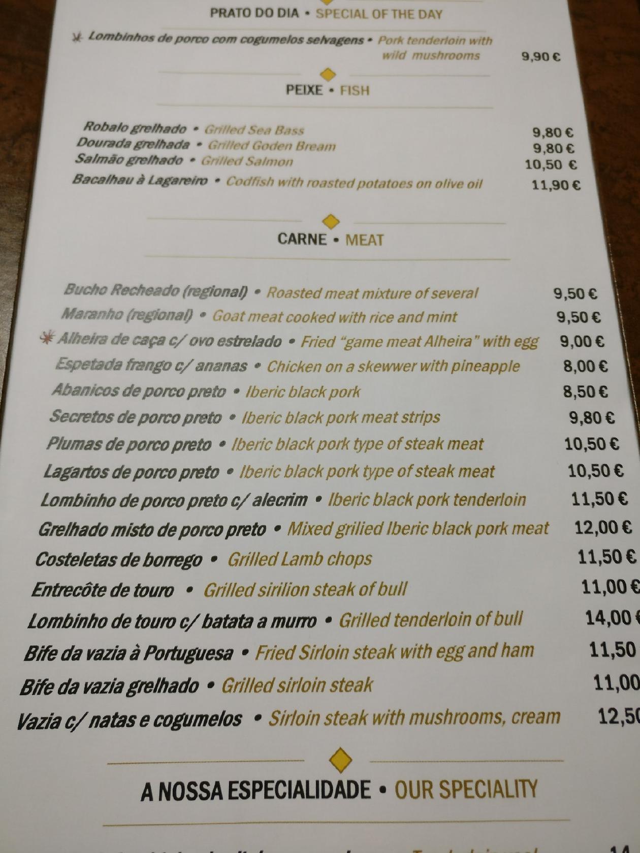 Menu em Taberna do Ferrador pub & Bar, Pedrógão Grande