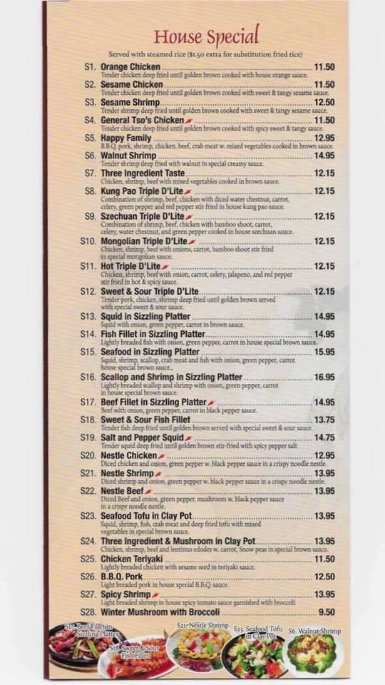 Menu at Tasty House restaurant, Waseca