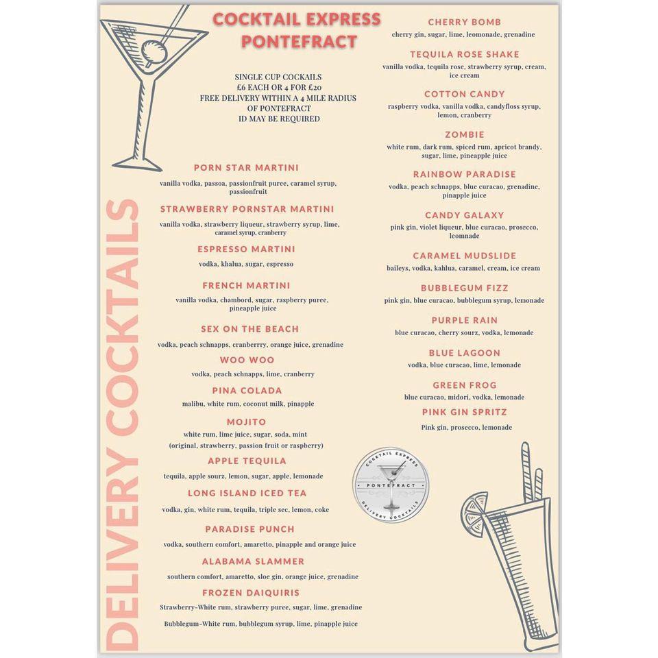 Menu at The Cobbler restaurant, Pontefract