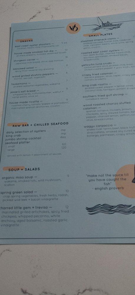 Menu at Velvet Belly restaurant, Rochester