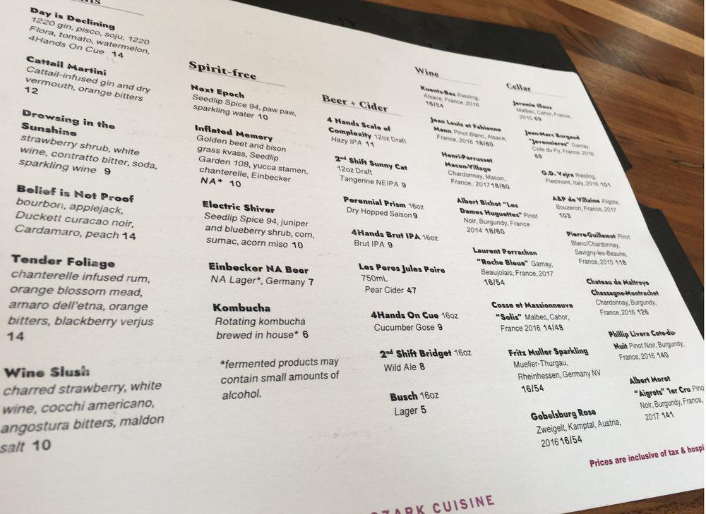 Menu at Bulrush StL Restaurant, St. Louis