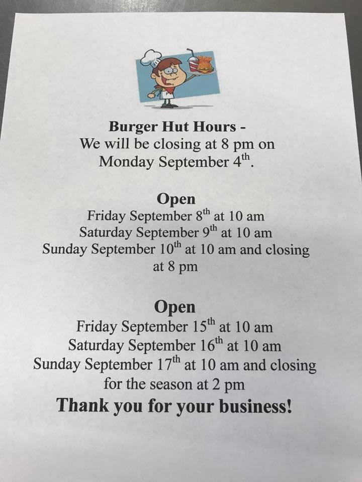 Menu at Burger Hut restaurant, Mahnomen