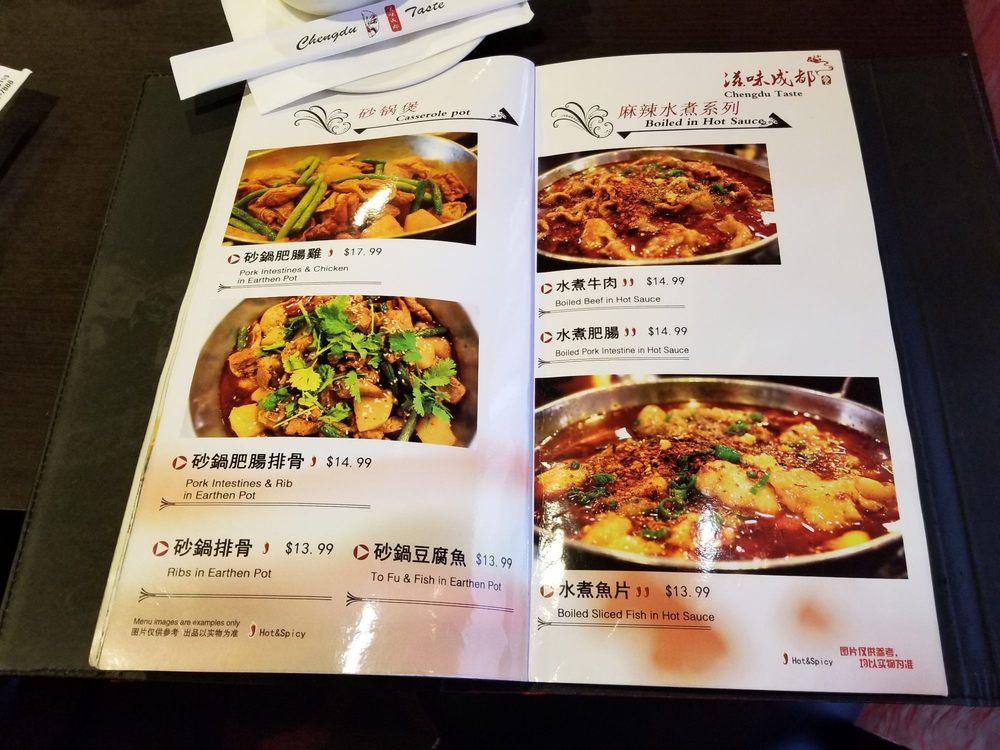 Menu at Chengdu Taste restaurant, Alhambra