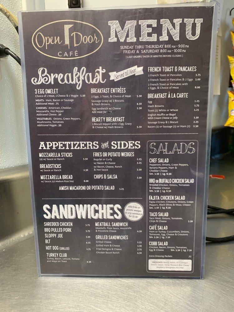 Menu at Open Door Cafe, Lucas