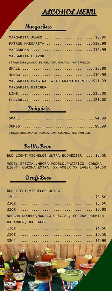 Menu at Tequilas Mexican Restaurant, Valley Center