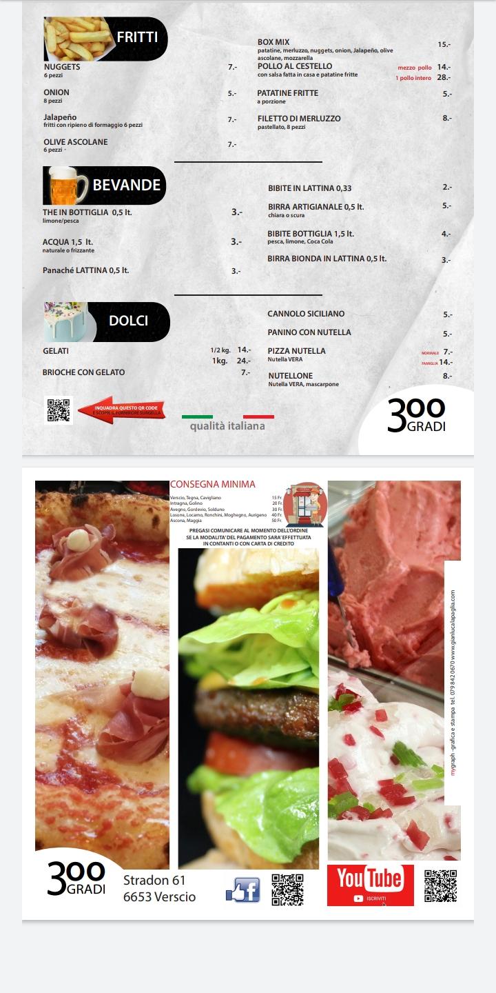 Menu at 300 Gradi - Pizzeria - Paninoteca - Pizza a domicilio - Pizza ...