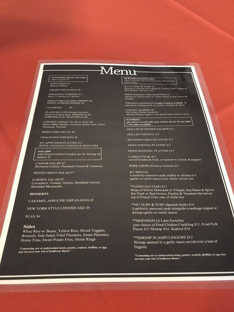 Menu at 451 Restaurant Lounge, Hartford, 341 Franklin Ave
