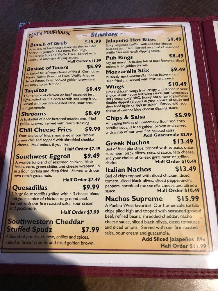 Menu at CaT's Pourhouse pub & bar, Pueblo West