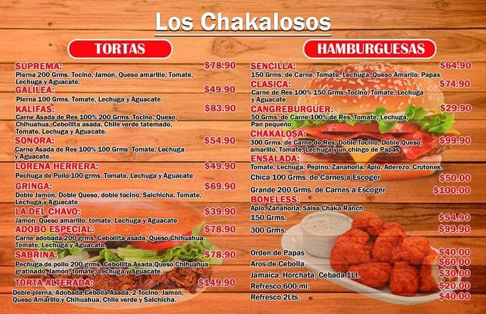 Carta del restaurante Las Chakas, Hermosillo