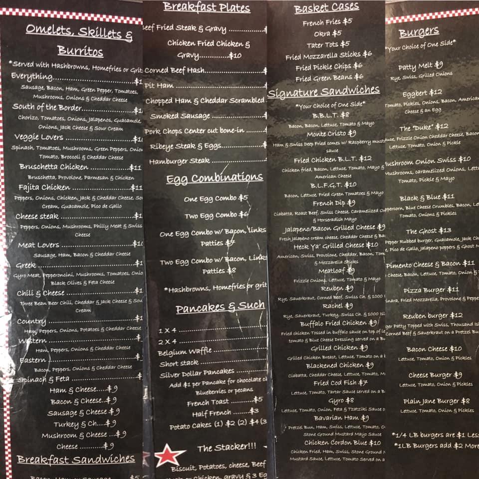 Menu at The Daybreak diner restaurant, Orlando