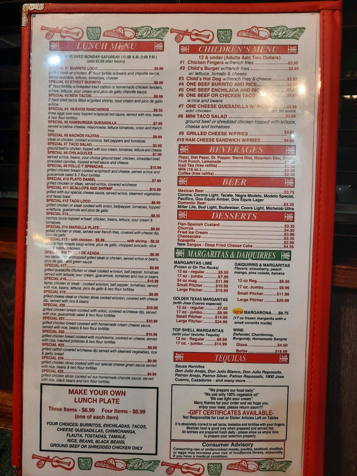 Menu at El Rodeo Mexican Restaurant, Philadelphia