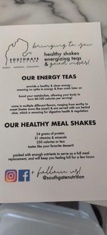 Menu at Southgate Nutrition pub & bar, Southgate