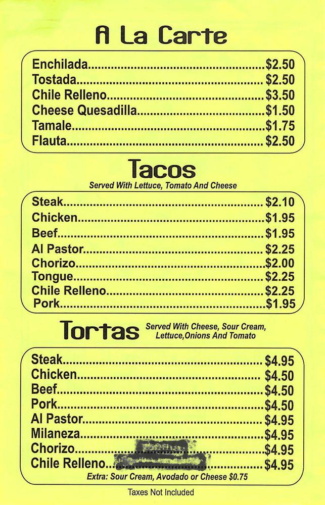 Menu at Super Burrito restaurant, Crete