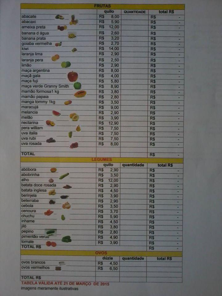 Menu at Mercadoefrutas Frutas, Nova Friburgo