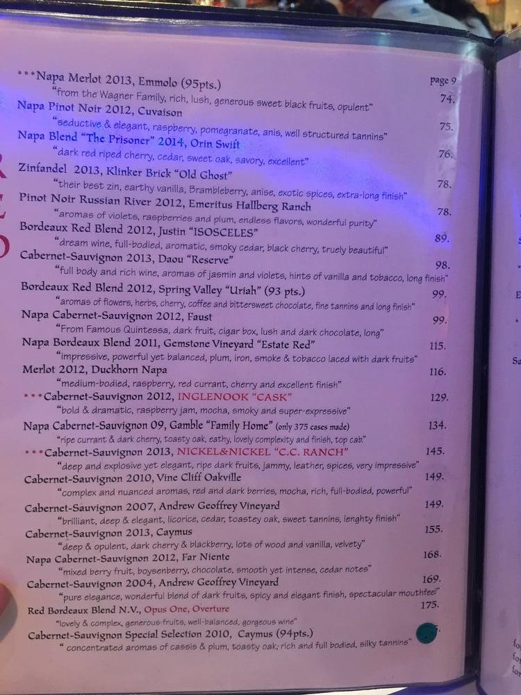 Carta de USS Nemo Restaurant, Naples