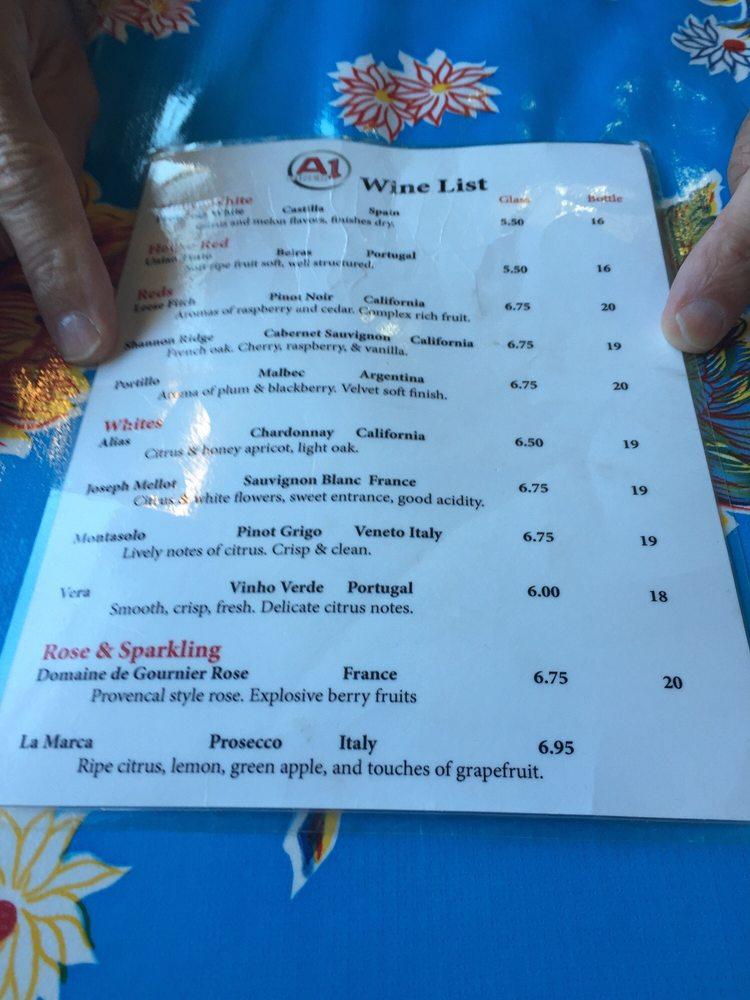 Menu at A1 Diner restaurant, Gardiner