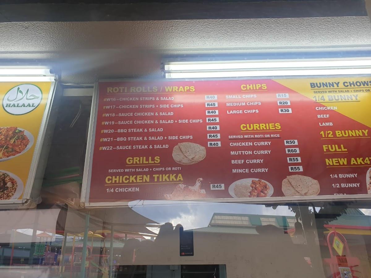 Menu at Bunny Chow Curry House restaurant, Boksburg