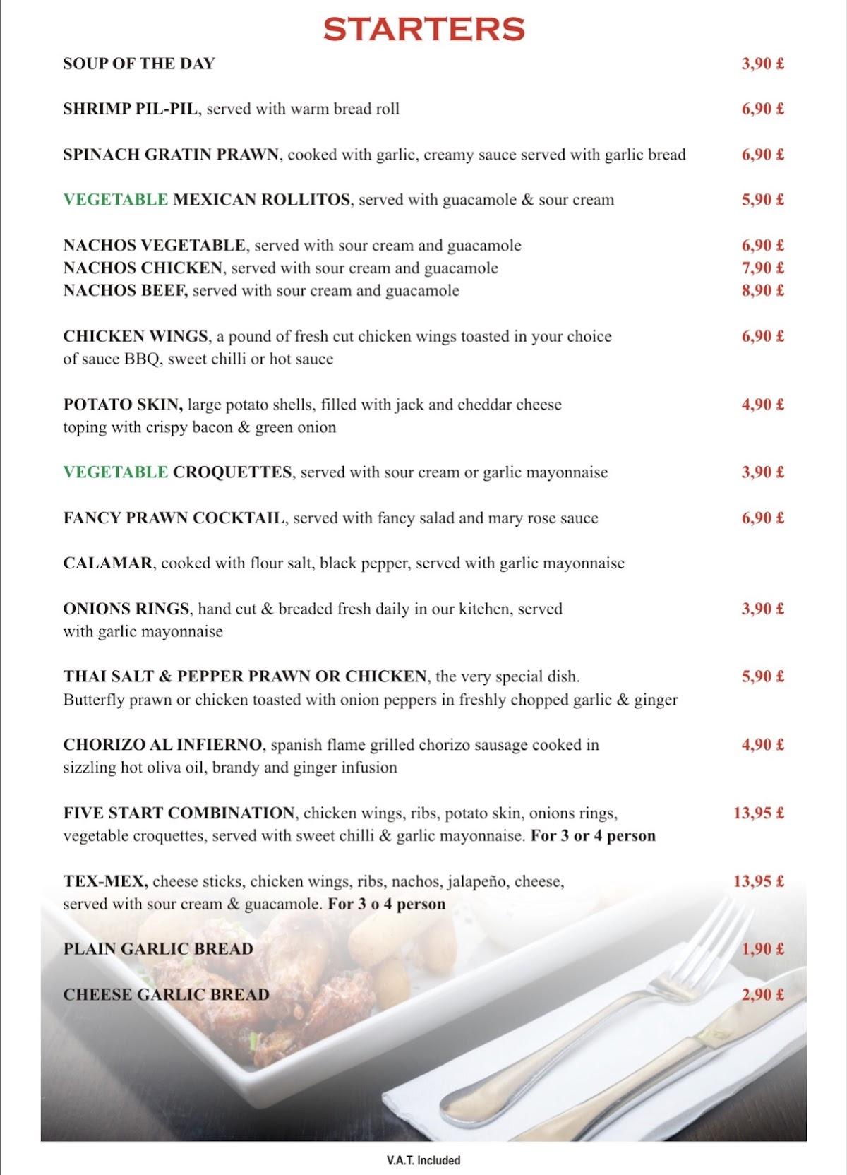 Menu at Flame Grill Tex-Mex Indian Restaurant, Gibraltar